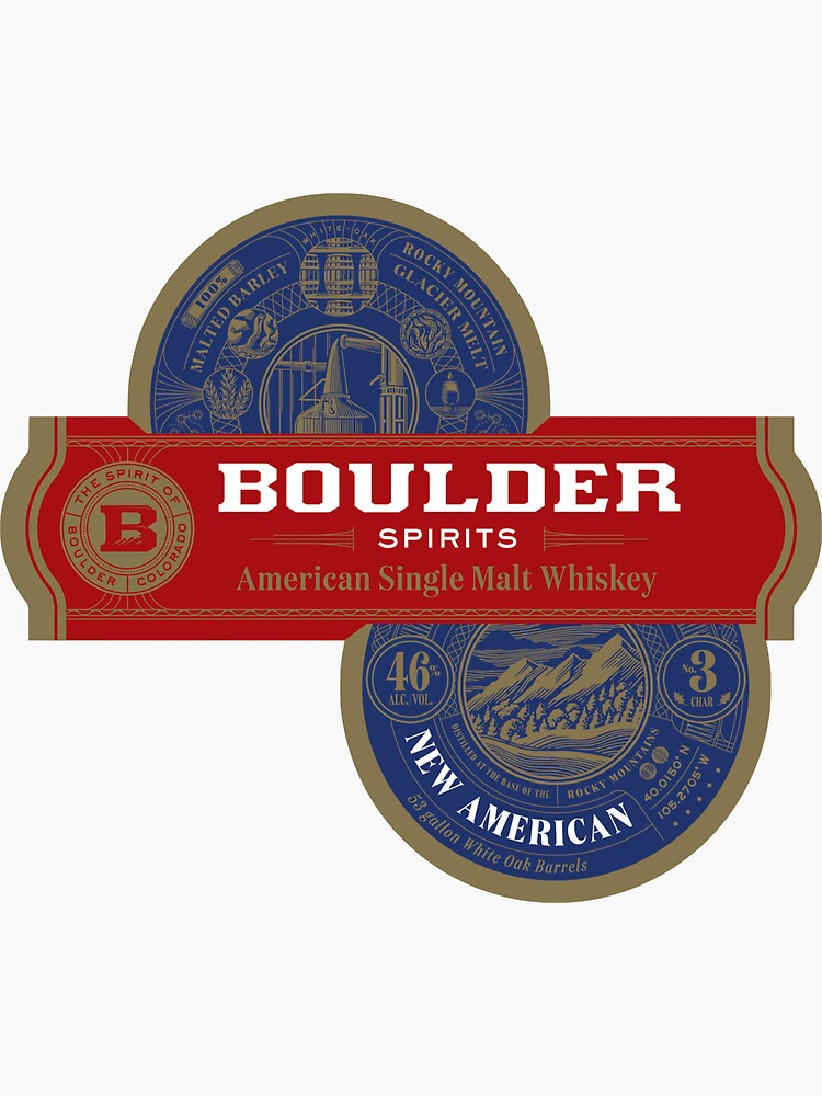 "Boulder Spirits American Single Malt Whiskey Label" Sticker by Mollys ...