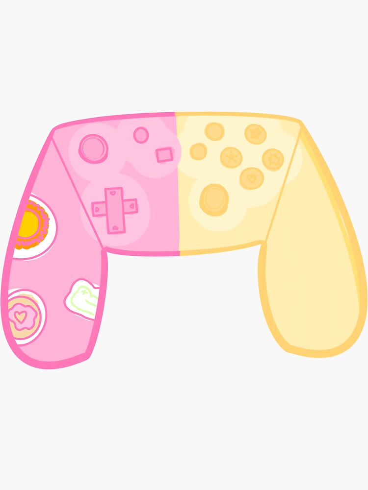 "pink and yellow controller!" Sticker for Sale by froggies-pond | Redbubble