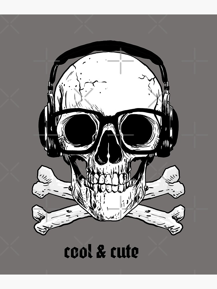 "cute skull, enjoying with headphone" Poster for Sale by Milliesplace ...