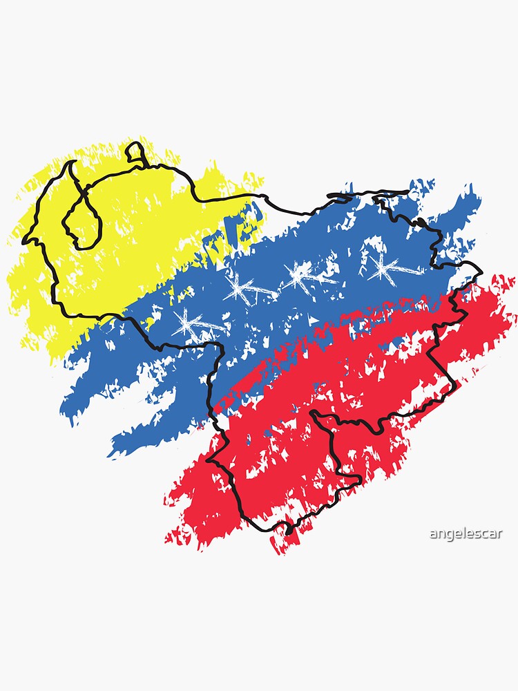 Pegatina con la obra «VENEZUELA, VENEZUELA TRICOLOR, MAPA DE VENEZUELA ...