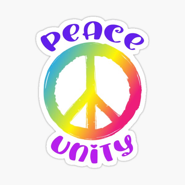 "Peace and Unity Rainbow Peace Sign Statement Black Background" Sticker ...