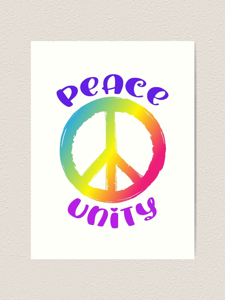 "Peace and Unity Rainbow Peace Sign Statement" Art Print for Sale by ...