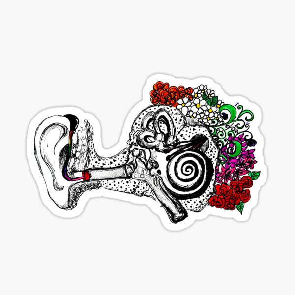 "Floral Ear, Audiology art, Medical art, Hearing aid" Sticker for Sale ...
