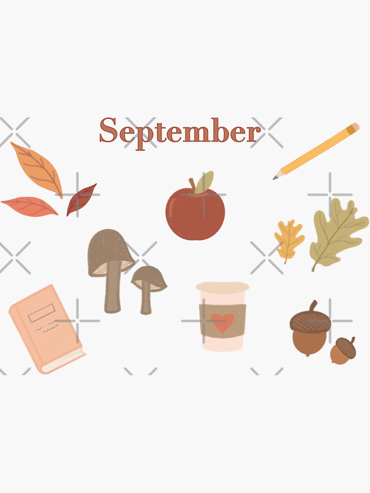 "Cute September Essential Doodles " Sticker for Sale by JuneNostalgia ...