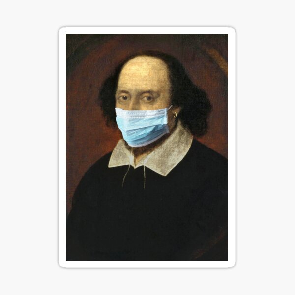 "Shakespeare in Mask" Sticker for Sale by bhermenze | Redbubble