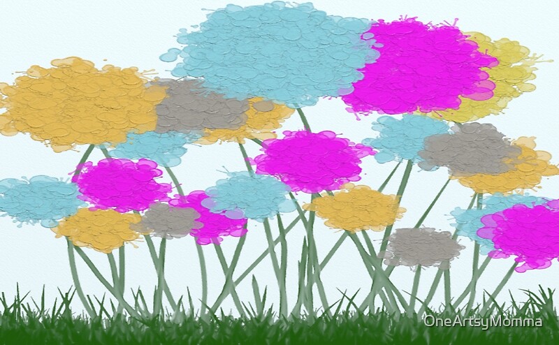 "Splat Painted Flowers Painting" by OneArtsyMomma | Redbubble