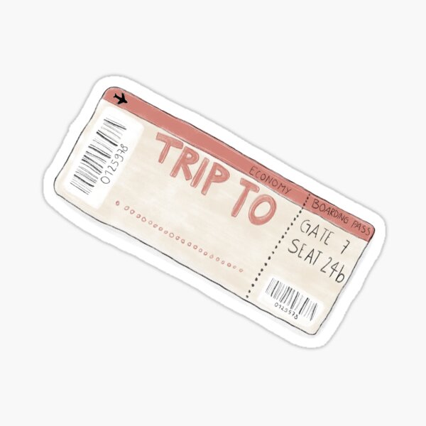 "traveling plane ticket" Sticker for Sale by ninasjournalin | Redbubble
