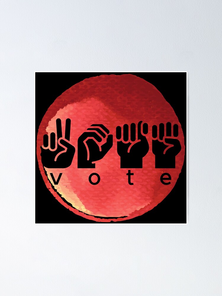 "Red Watercolor - VOTE in American Sign Language (ASL) " Poster for ...