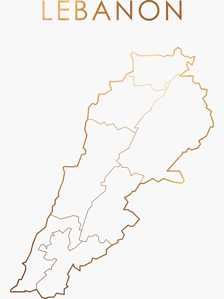 "Lebanon Gold Outline Map with State Boundaries" Sticker by Travel2NZ ...
