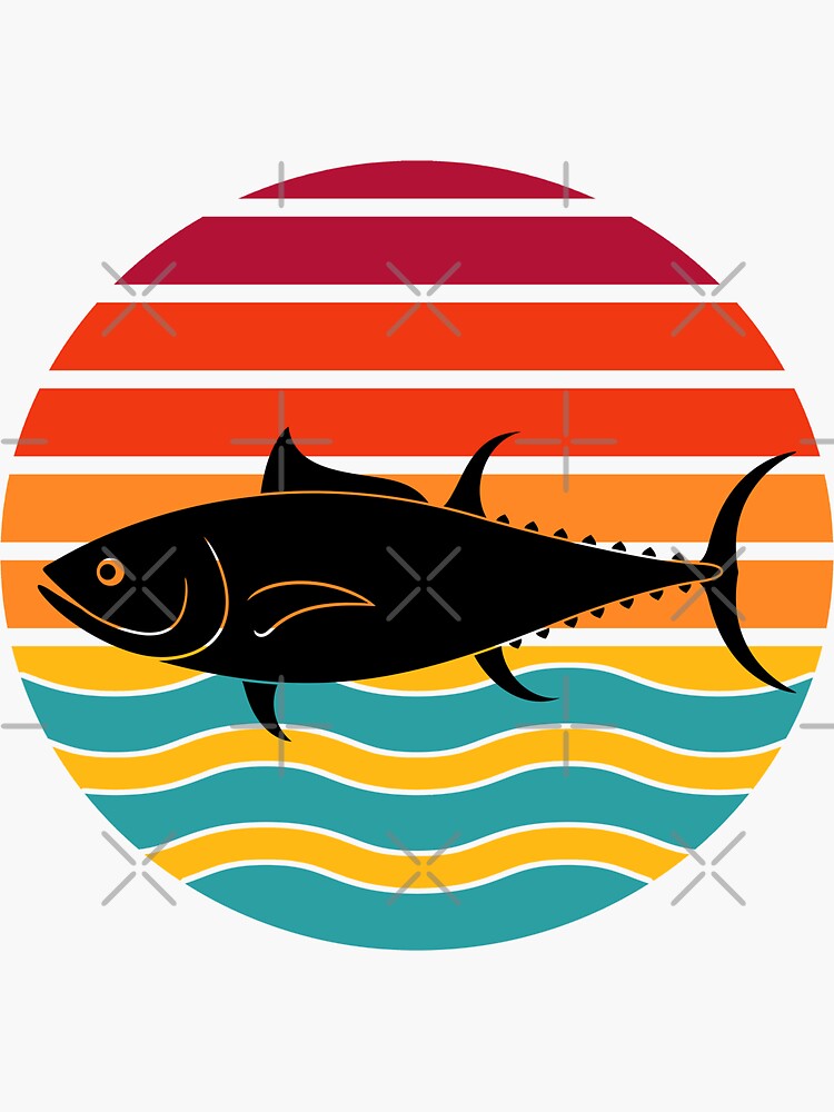 "Bluefin Tuna Fishing, Vintage Sunset, Black " Sticker for Sale by ...