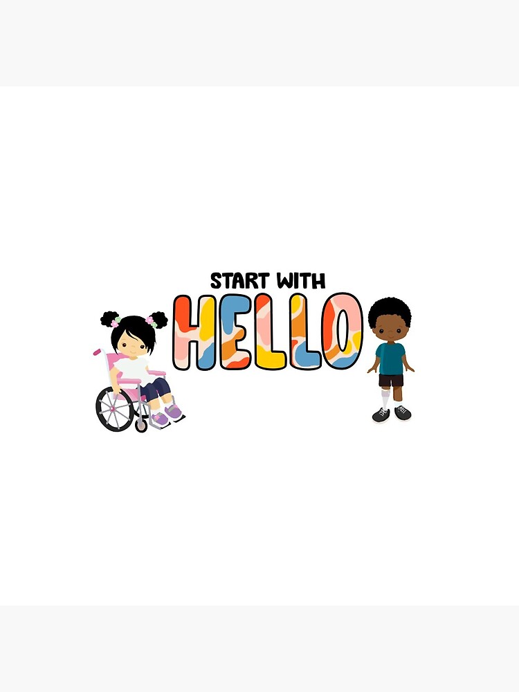 "start with hello!!" Pin for Sale by heidigidd | Redbubble