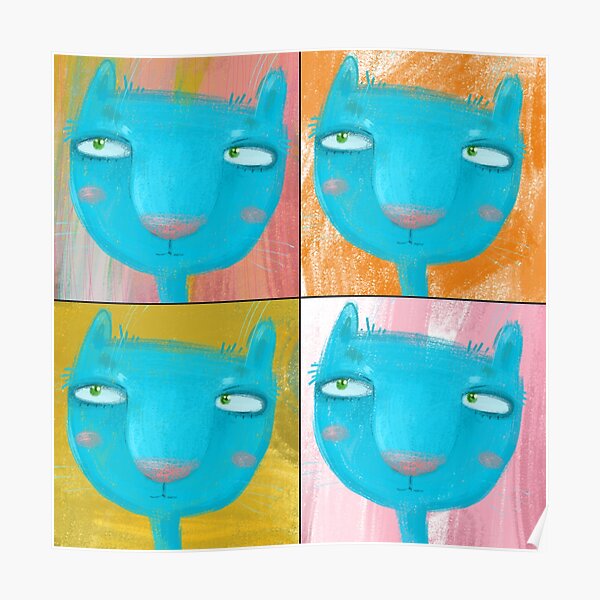 "Blue Four Cat Meme" Poster by SerendipityNow | Redbubble