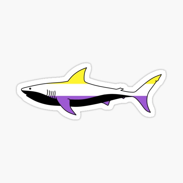 "Non-Binary Pride Shark" Sticker by Scuba-Div3r | Redbubble