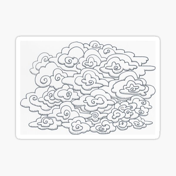 "Graphic cloud pen and ink drawing by DLH" Sticker by LabyrinthsbyDLH ...