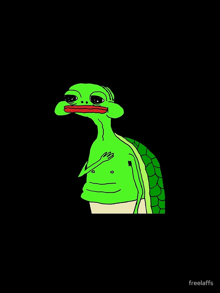 "'Pepe' the Sad Turtle (not the smug frog this time)" Drawstring Bag by ...