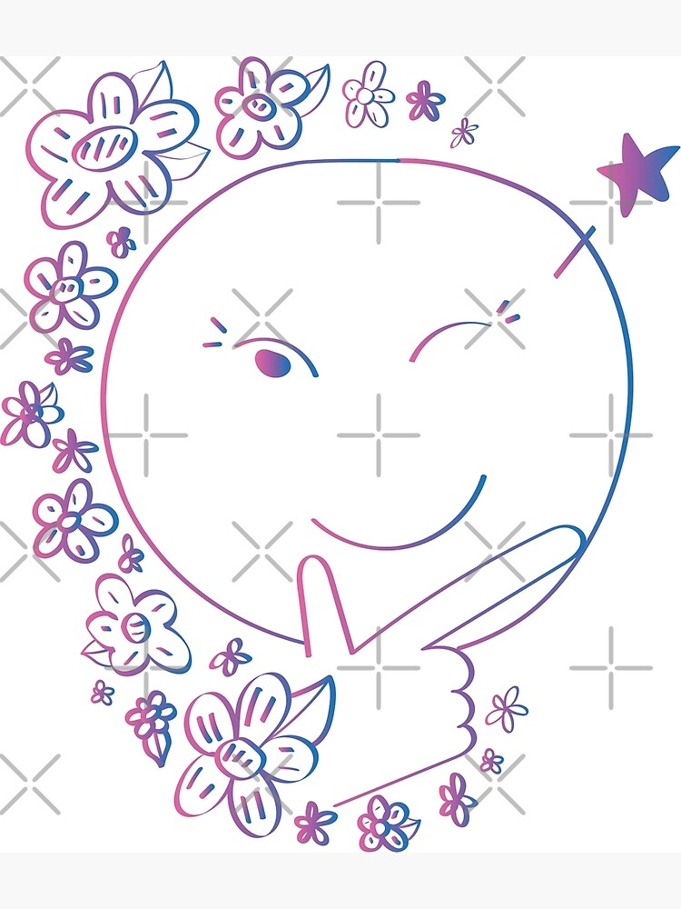 "Pink purple and blue kawaii winky face" Poster for Sale by AudreySky ...