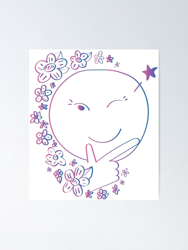"Pink purple and blue kawaii winky face" Poster for Sale by AudreySky ...