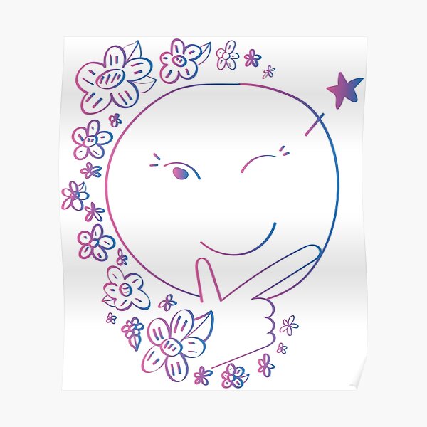 "Pink purple and blue kawaii winky face" Poster for Sale by AudreySky ...