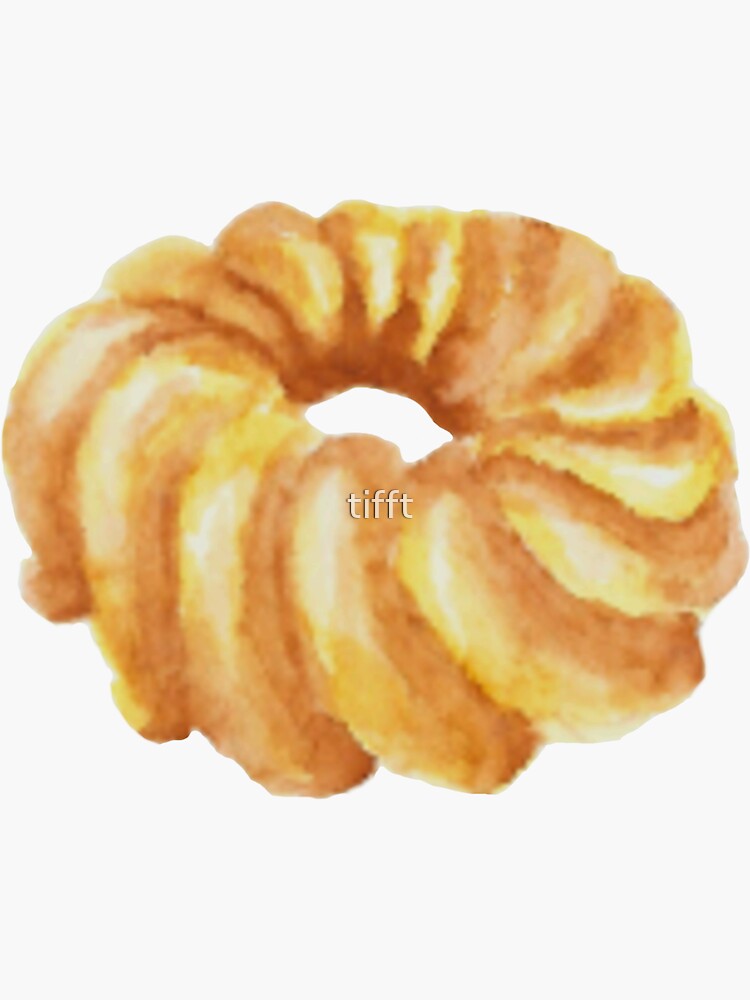 "Honey cruller donut watercolour illustration (Pink background ...