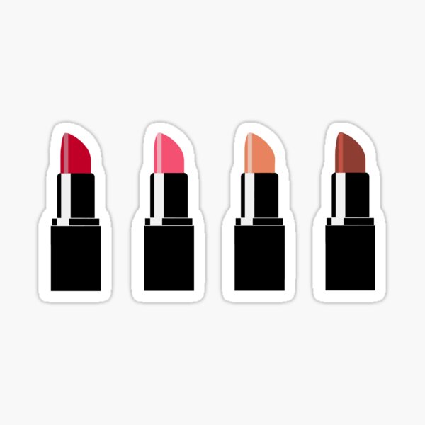 "Cute Pink, Red, Brown, Nude Lipsticks Sticker Pack" Sticker by ...