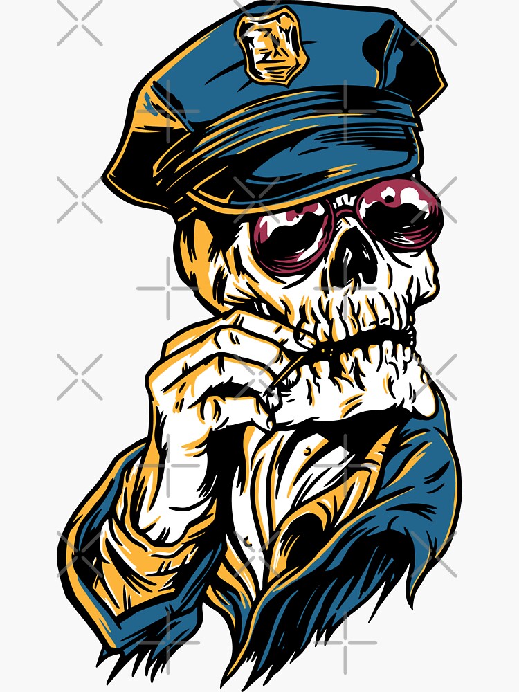 "Skeleton Police Officer | Halloween 2020 Illustration" Sticker for ...