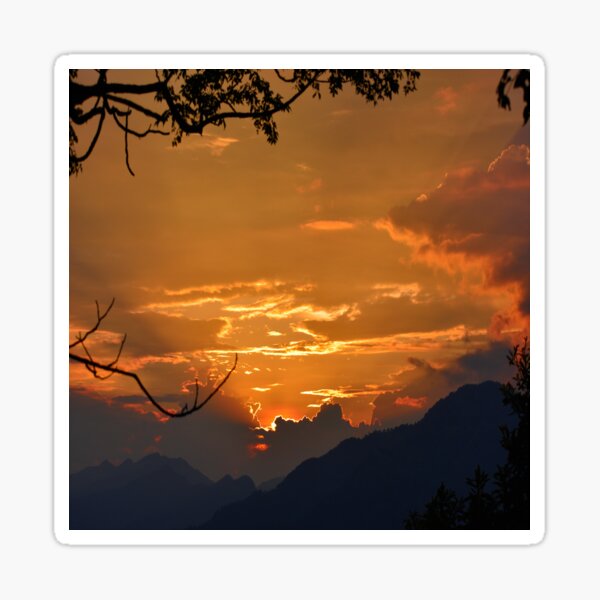 "Golden sky mountain view" Sticker for Sale by Mariolangstieh | Redbubble