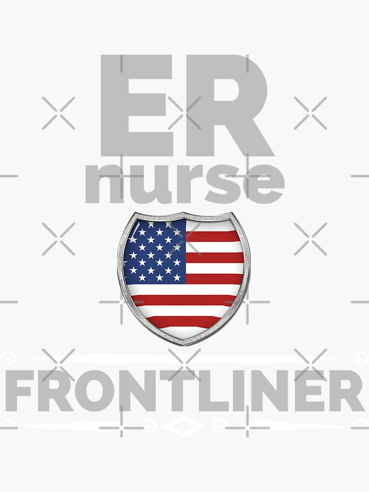 "er nurse frontliner. US flag" Sticker for Sale by doctors-apparel ...