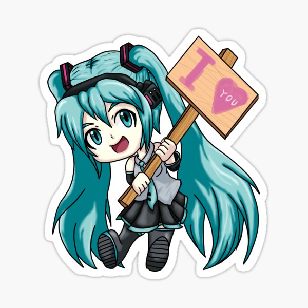 "Hatsune Miku- Sign (I Love You)" Sticker for Sale by CubemenDraw ...