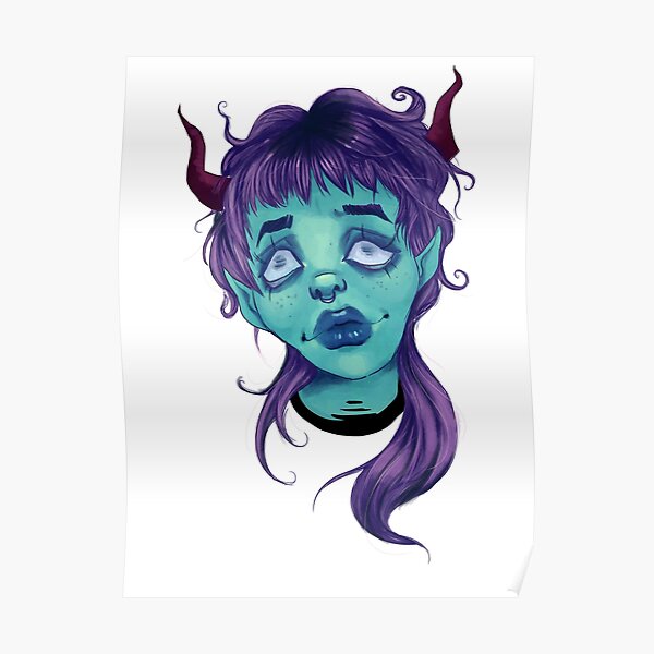 Blue Demon Girl Poster For Sale By Dandydemon Redbubble