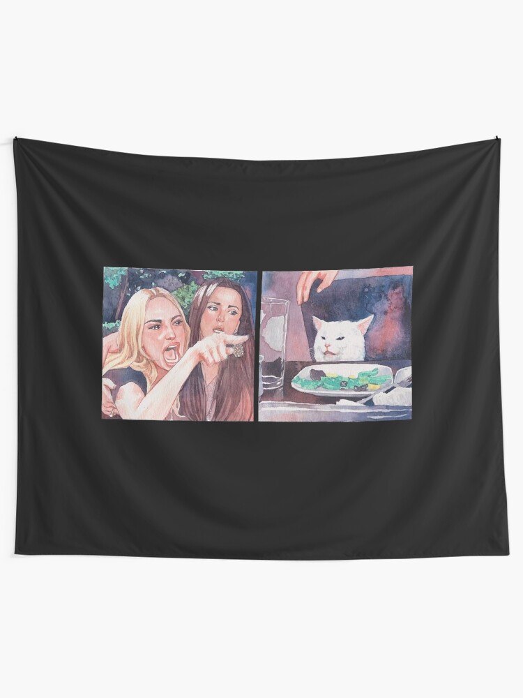 "Cat Meme - Woman Yelling At Cat Meme" Tapestry for Sale by Gortzka ...