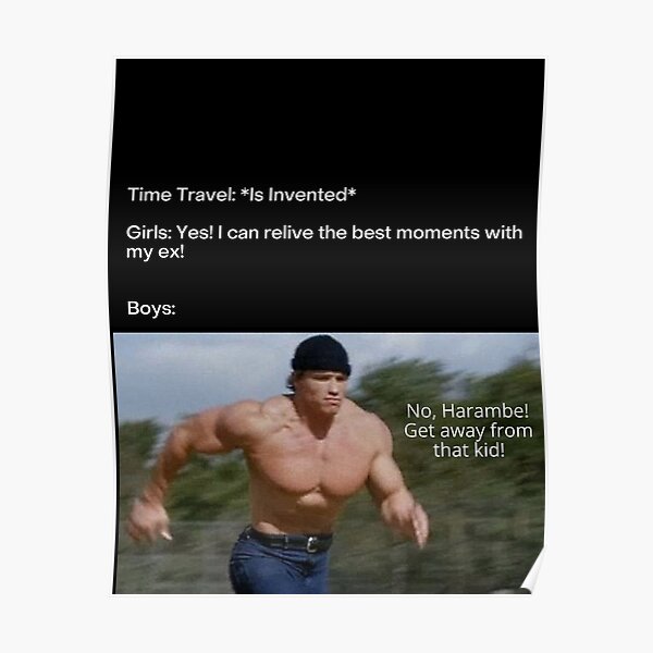 Poster Arnold Running Meme Noir Funny Arnold Meme Funny Meme Terminator Time Travel
