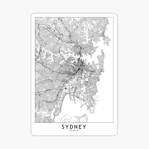 "Sydney White Map" Sticker for Sale by multiplicitymap | Redbubble