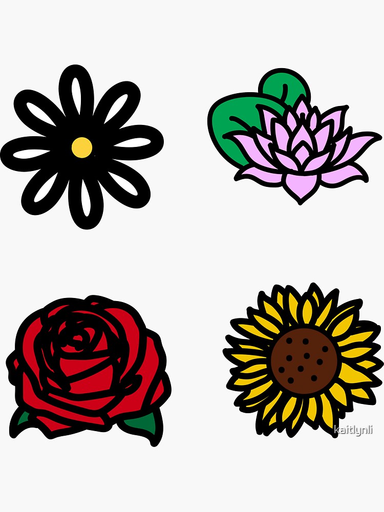 "simple flower set" Sticker for Sale by kaitlynli | Redbubble