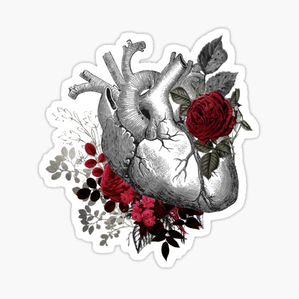 "Goth Human Heart with Flowers" Sticker for Sale by me2atee | Redbubble