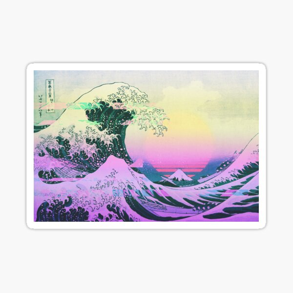 "Aesthetic Vaporwave Great Wave Off Kanagawa Retro" Sticker by ...