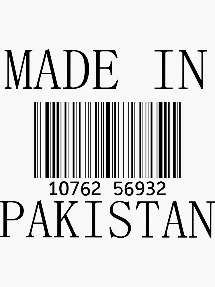 ""Made In Pakistan" Barcode (fake)" Sticker for Sale by domo85 | Redbubble