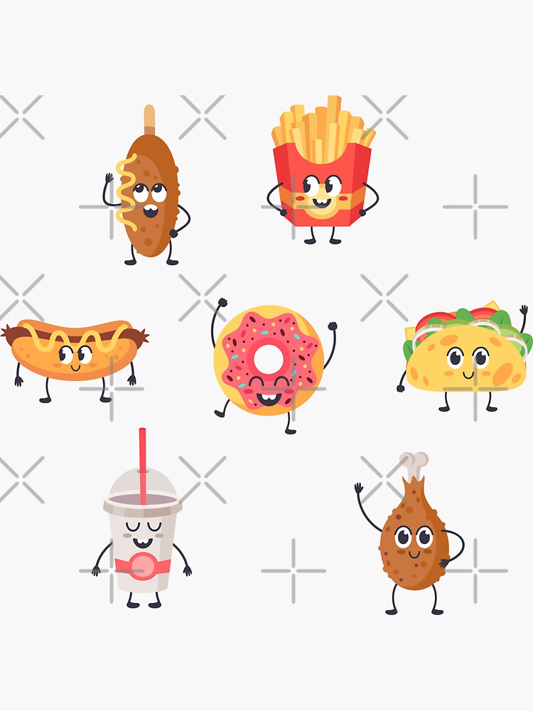 "Junk Food Mascots Pack " Sticker for Sale by TheMaesthetics | Redbubble