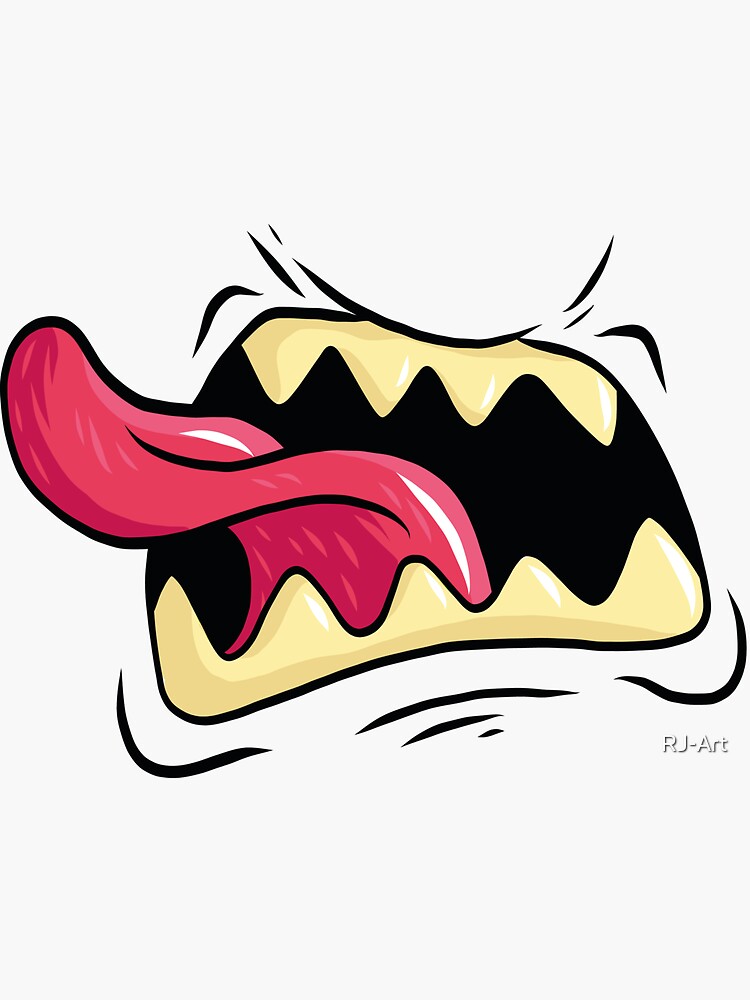 "Scream monster mouth teeth tongue" Sticker by RJ-Art | Redbubble