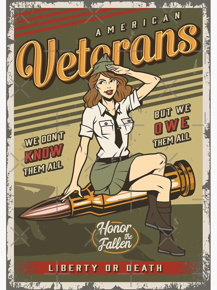 "Vintage Veterans Pinup Girl" Sticker for Sale by Vector Scout | Redbubble