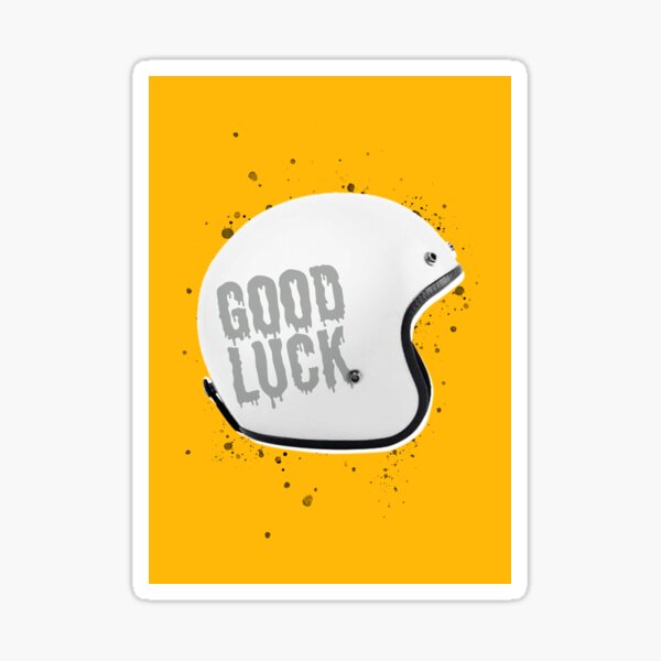 "Good Luck Motorcycle Helmet Mustard" Sticker by ArtCorp | Redbubble