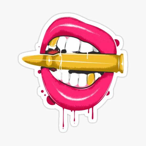 "Biting bullet" Sticker for Sale by Rakos-Merch | Redbubble
