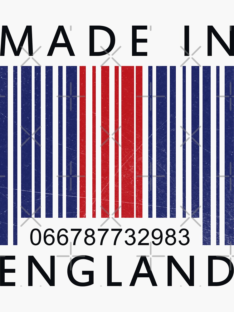 Pegatina «Hecho en código de barras de Inglaterra» de Skullflora ...
