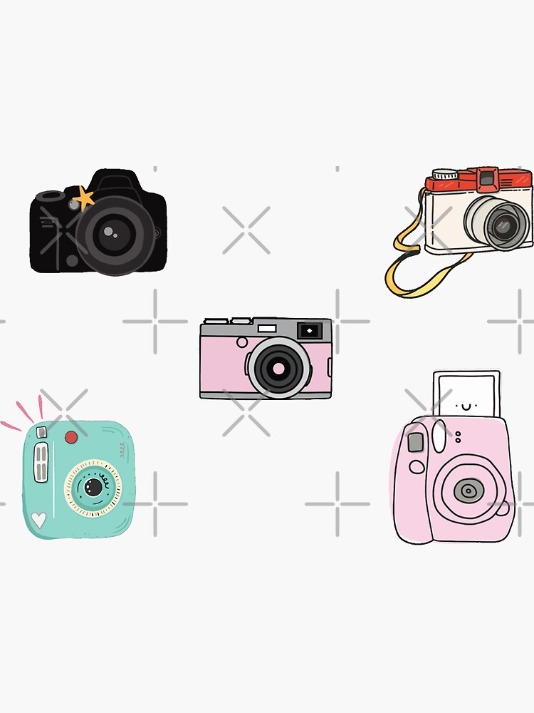 "cute camera photography pack" Sticker by am-mantilla2156 | Redbubble