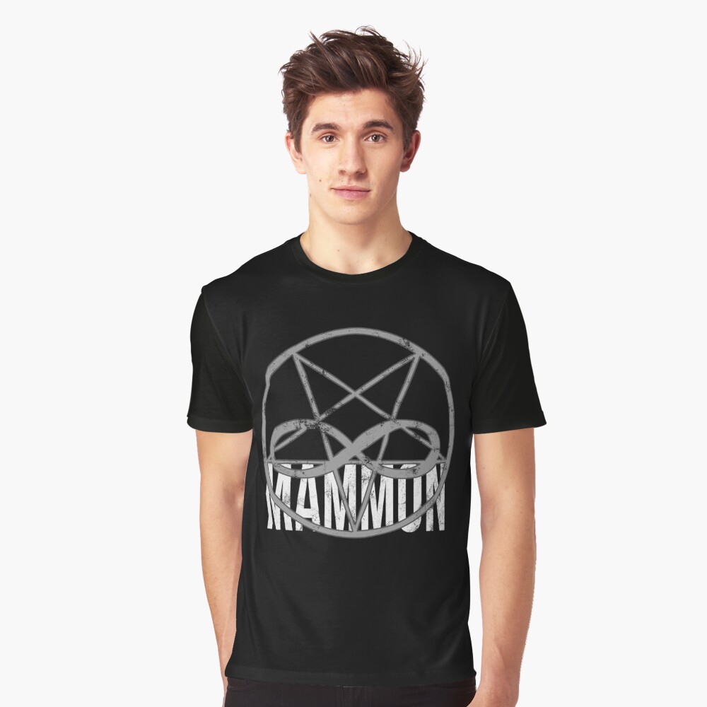 "Distressed Mammon - B&W Demonic Symbol Text - Sinful" Sticker for Sale ...