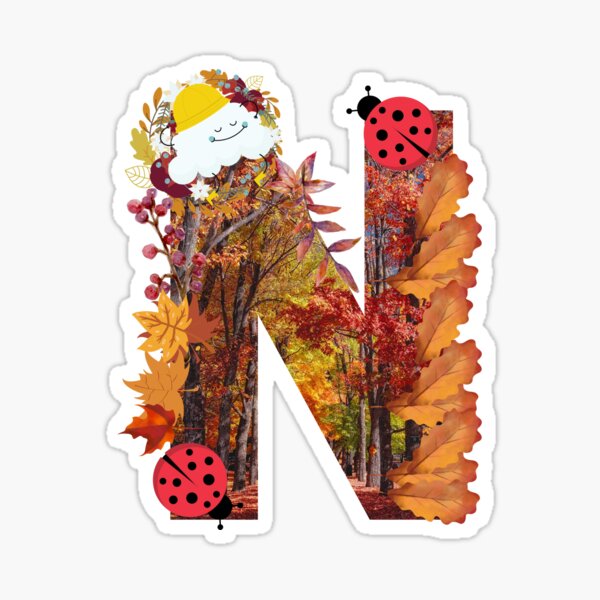 "Letter N autumn fall leaves cloudy days theme September and October ...