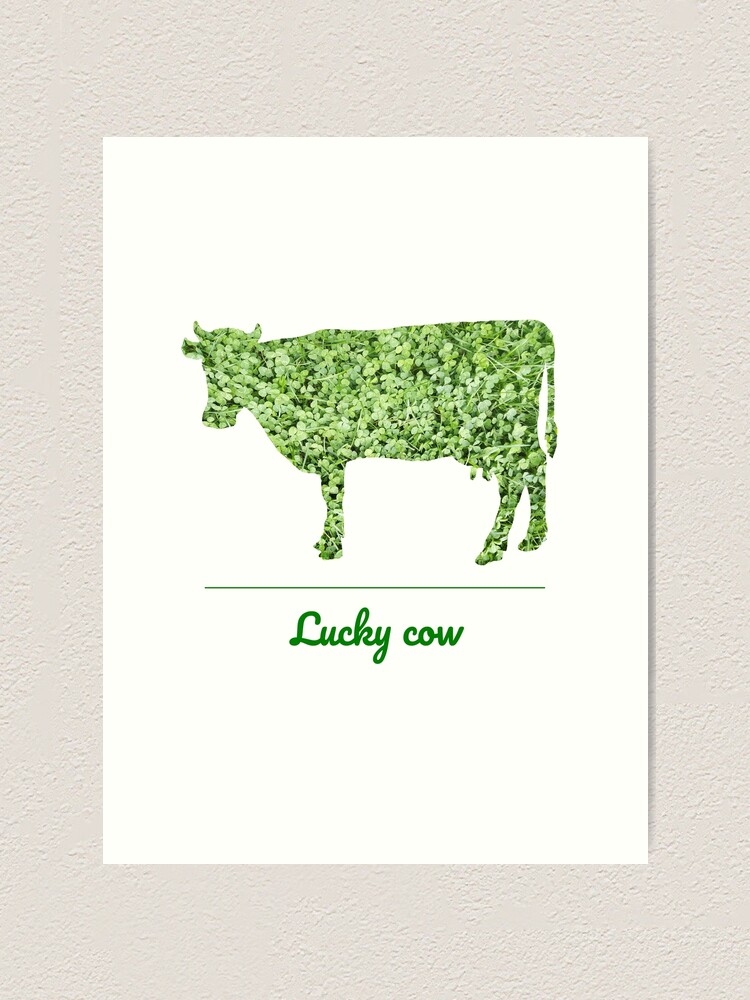 "Lucky Cow Silhouette Textured With Clovers, That Bring Good Luck" Art ...