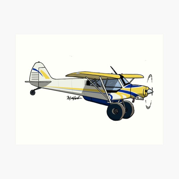 "Piper Cub yellow blue" Art Print by Statepallets | Redbubble