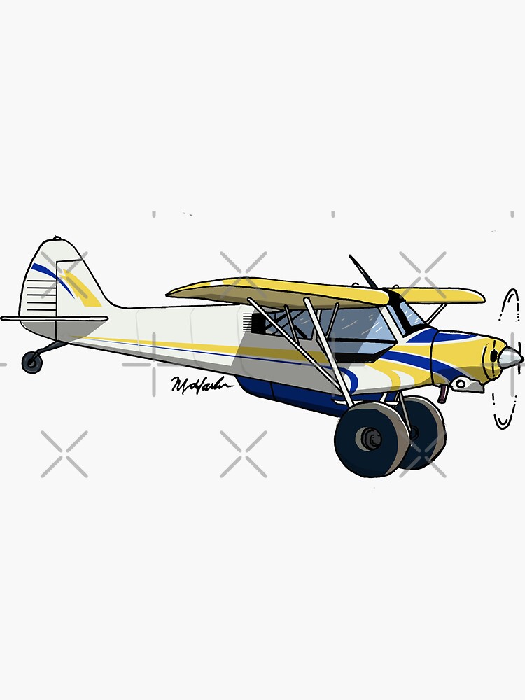 "Piper Cub yellow blue" Sticker for Sale by Statepallets | Redbubble
