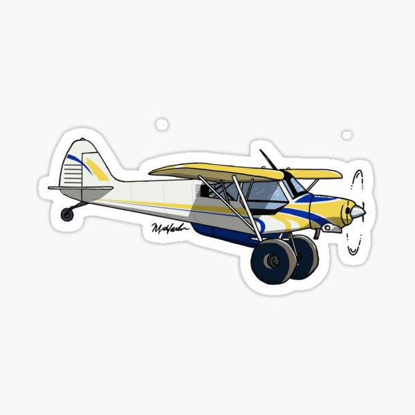 "Piper Cub yellow blue" Sticker for Sale by Statepallets | Redbubble