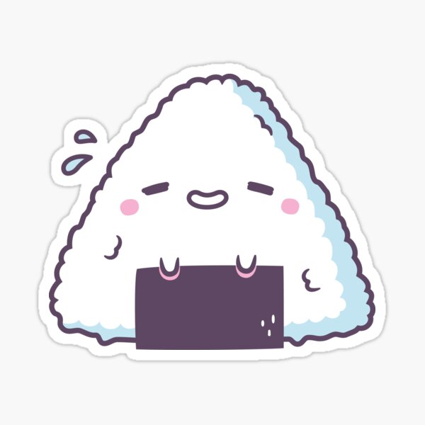"Cute Shy Onigiri Japanese Rice Ball" Sticker for Sale by rustydoodle ...